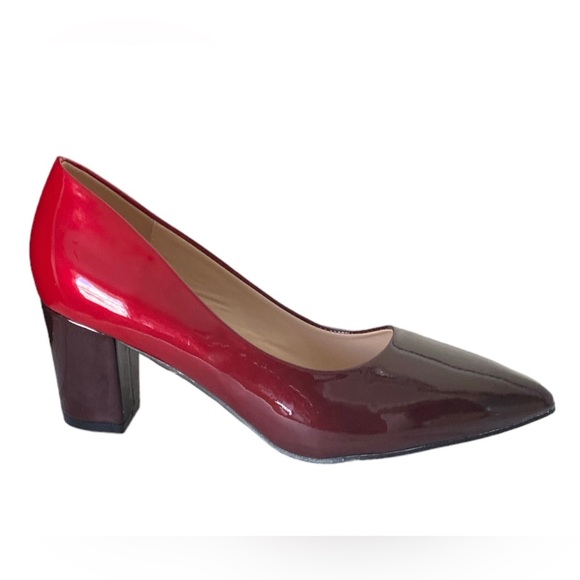 Shoes | Angel Steps Ombre Red Black Patent Fauxleather Block Heel Pump ...